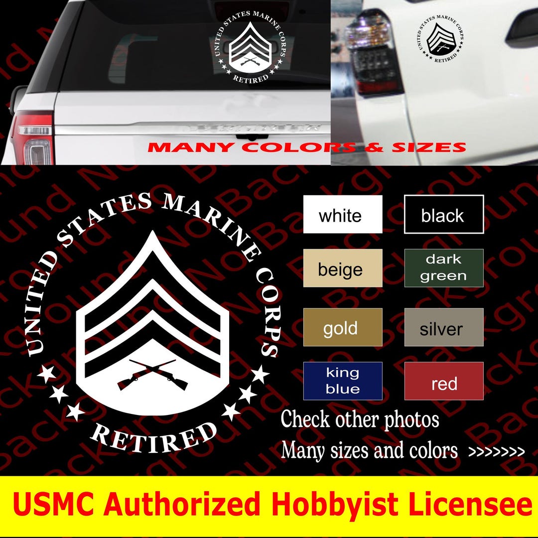 Marines E5 Rank SGT Sergeant Die Cut Sticker Vinyl Decal for RETIRED ...