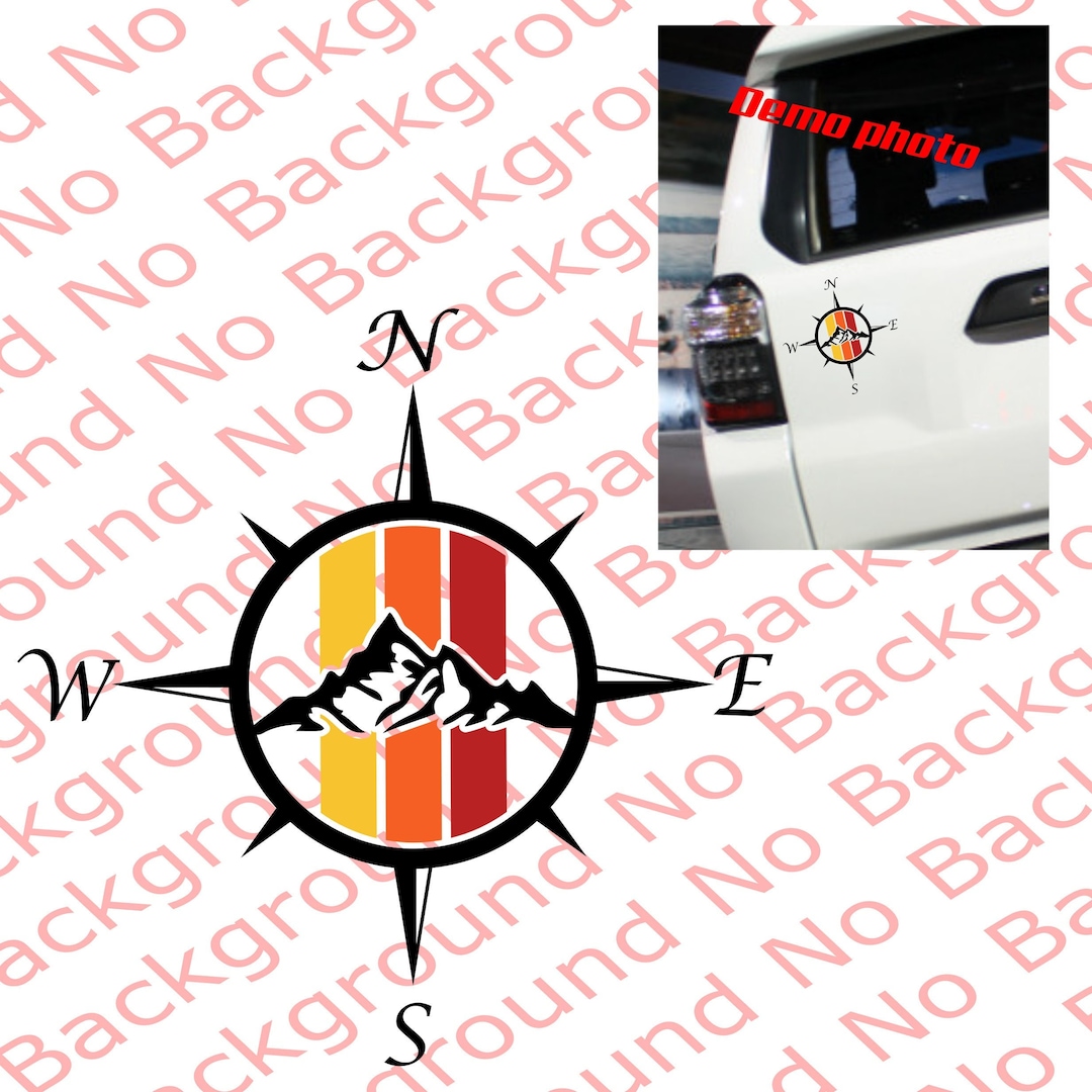 Many Color & Sizes Grey Compass Retro Racing Stripes Rainbow Vinyl Die ...