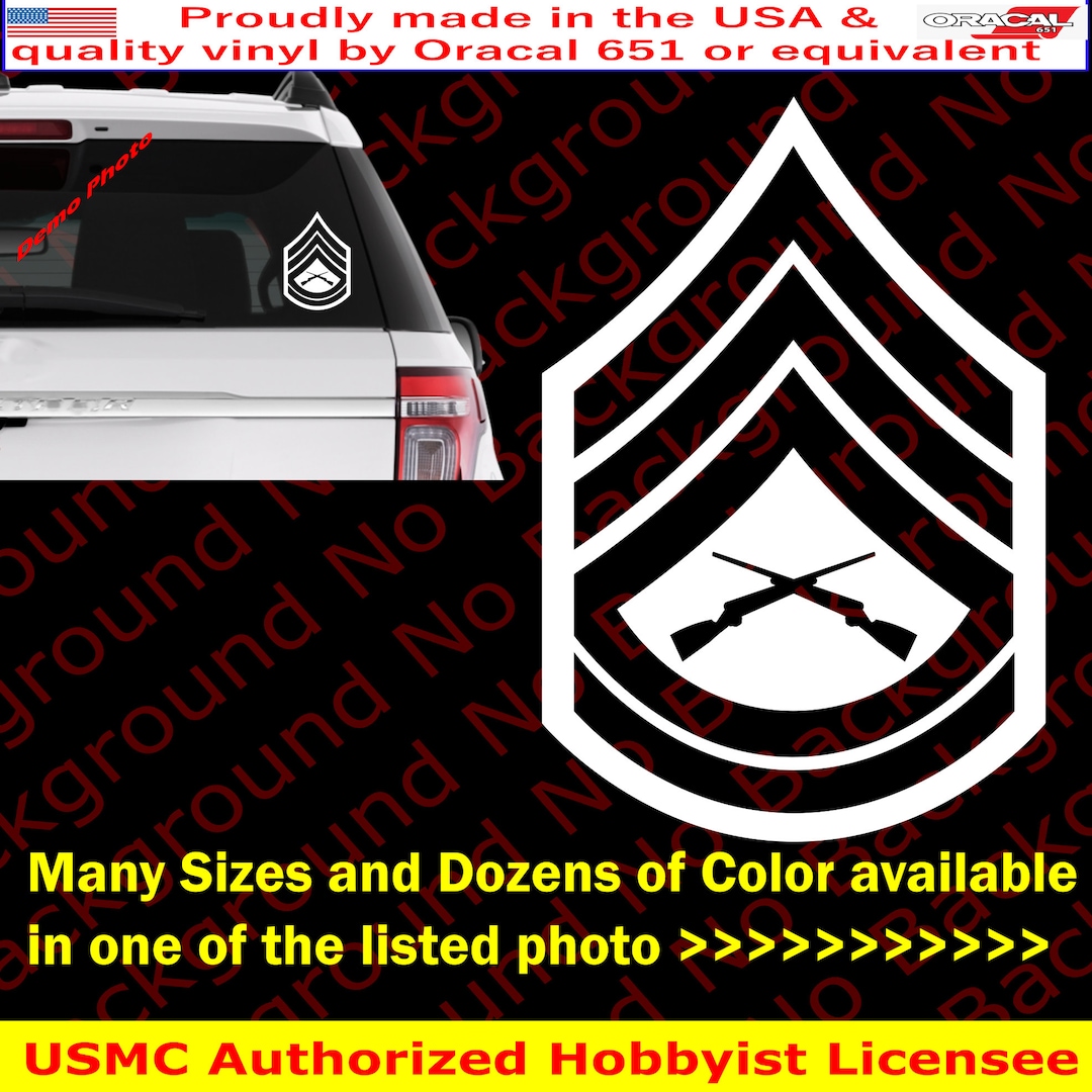 USMC E7 Gunnery Sergeant SGT Rank Vinyl Decal Die Cut Sticker for ...