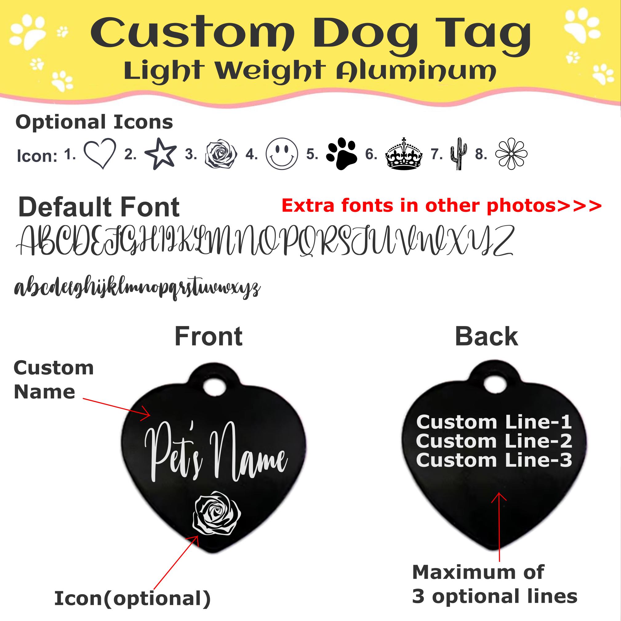 Custom Personalized Engraved Heart Dog Pet Gift Tag Light Weight ...