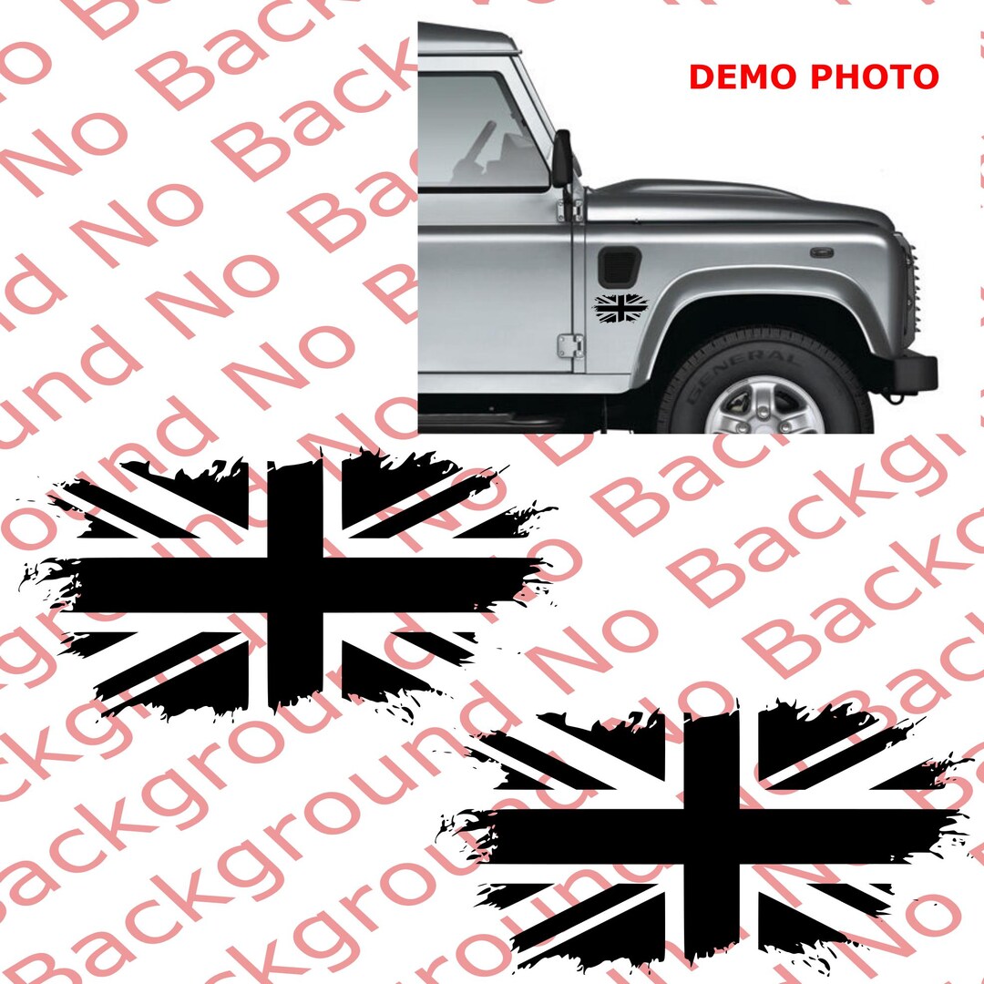 PAIR of Distressed UK Flag Black Union Jack Great Britain Vinyl Die Cut ...
