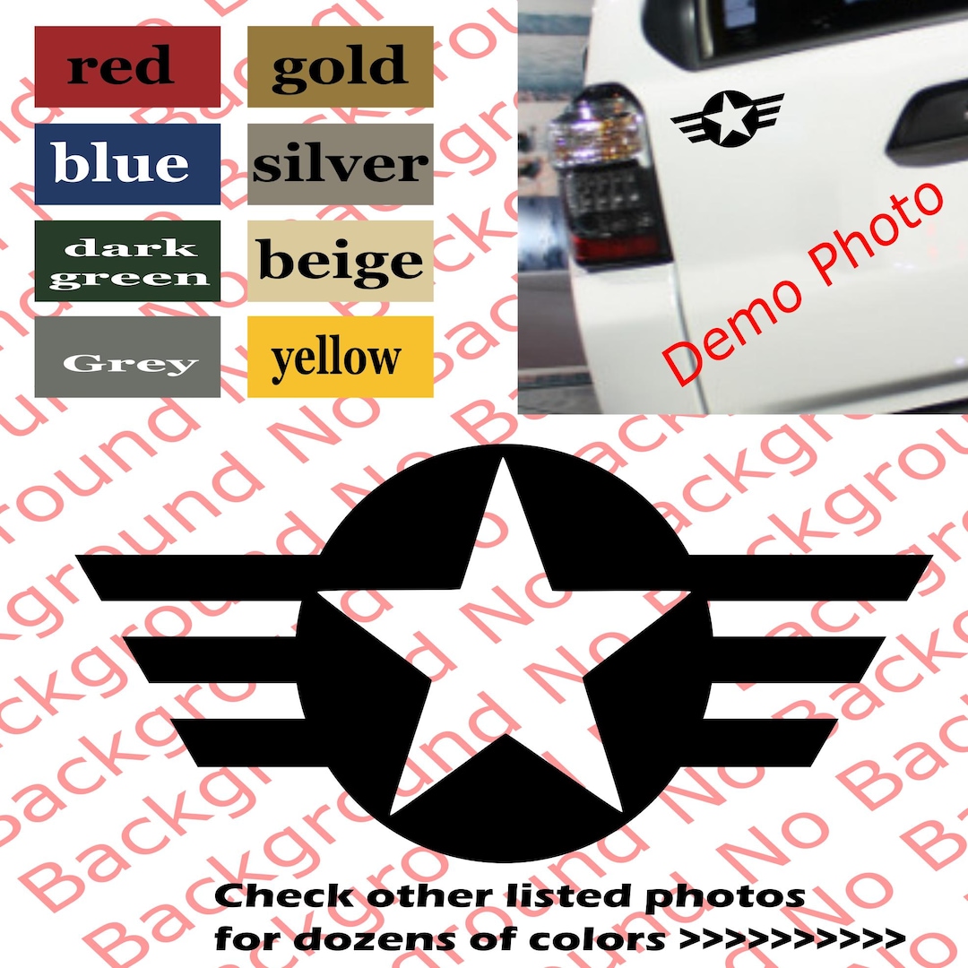 Star With Wings Emblem Vinyl Die Cut Decal Sticker for Jet Fighter ...