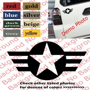 Star With Wings Emblem Vinyl Die Cut Decal Sticker for Jet Fighter ...