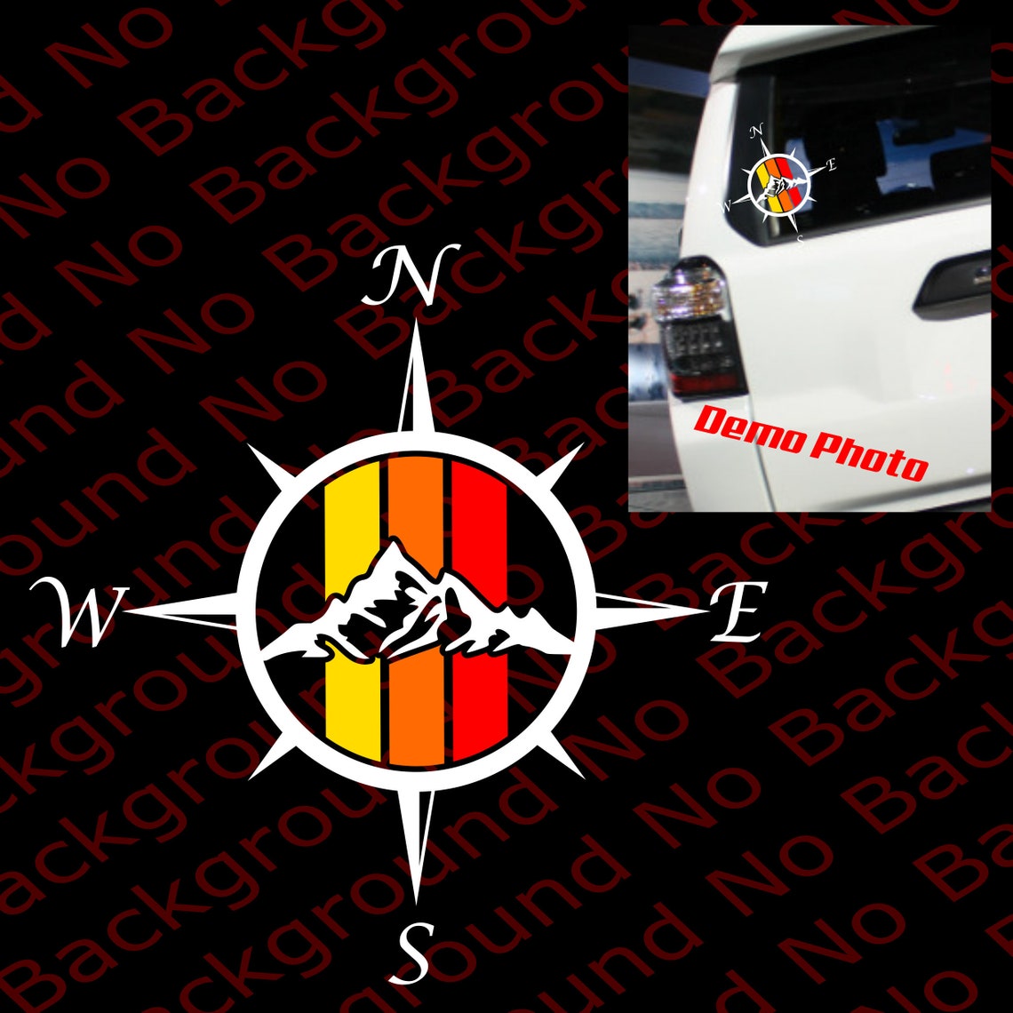 Many Colors & Sizes - Compass Retro Racing Stripes Rainbow Vinyl Die ...