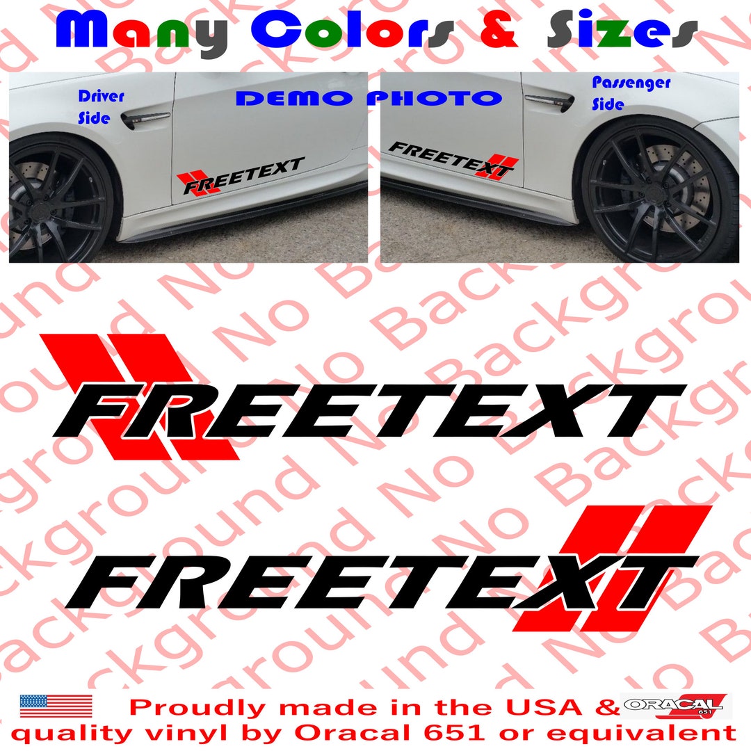 Many Colors & Sizes - PAIR X Custom/your Text Street Racing Stripe ...