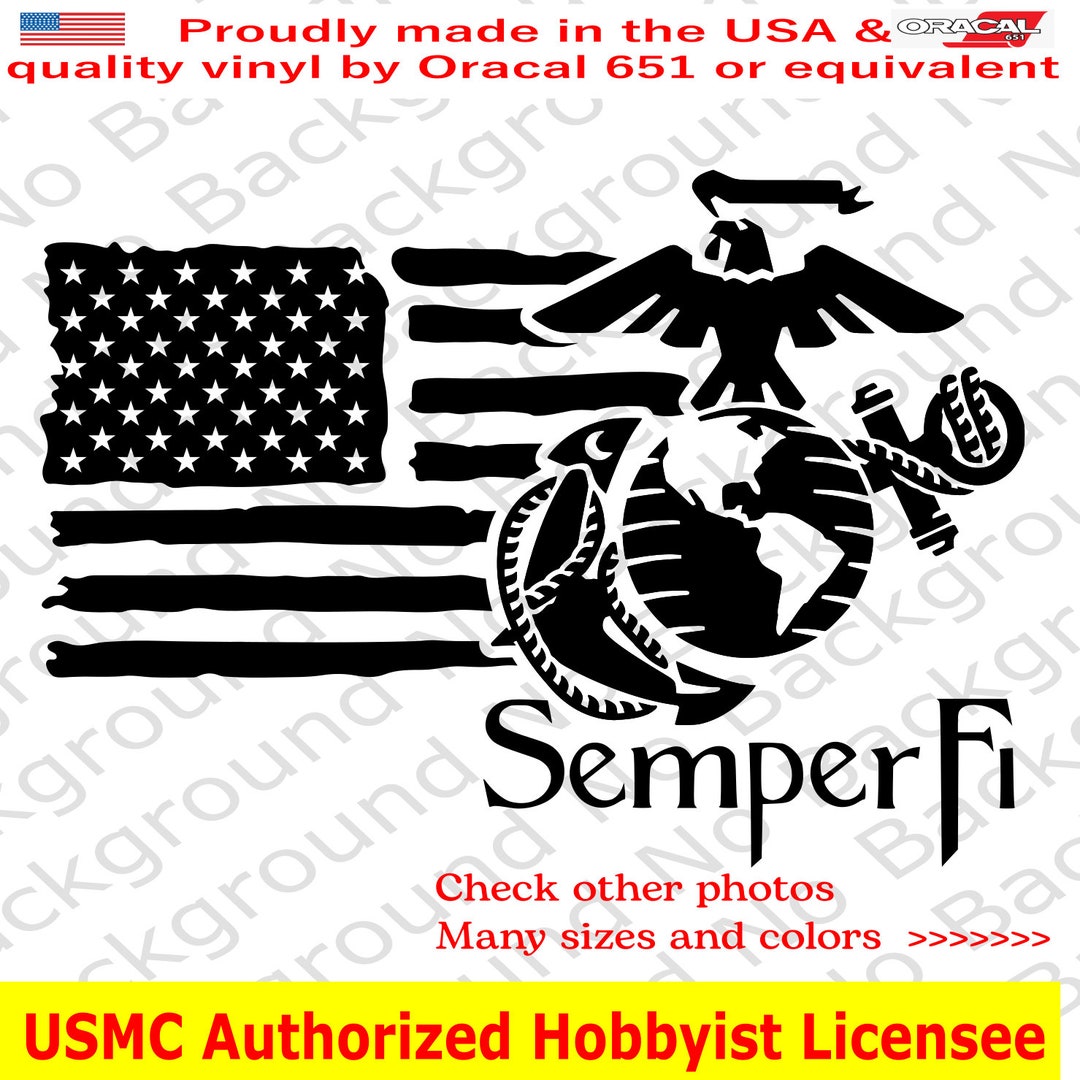 Distressed Marines EGA Semper Fi Flag Vinyl Decal for Veteran Retired ...