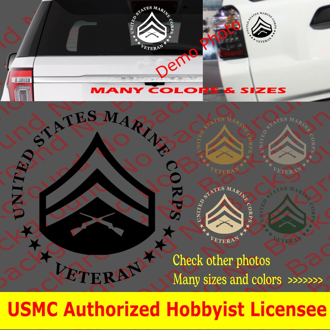 Marines Corporal CPL E4 Rank Die Cut Sticker Vinyl Decal for VETERAN ...