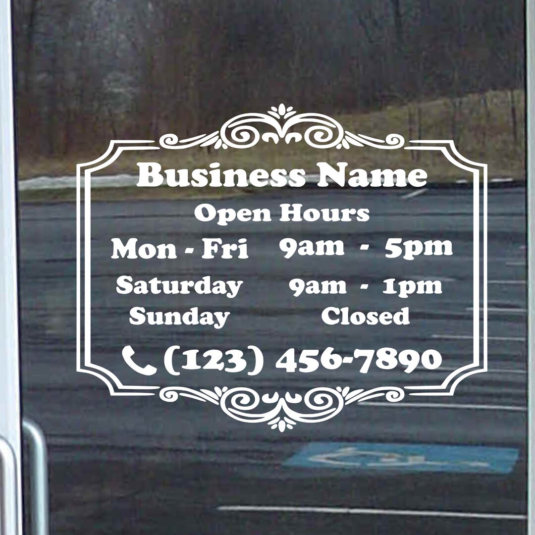 Many Colors & Sizes - Business Shop Name Open Hours Days Phone Number ...