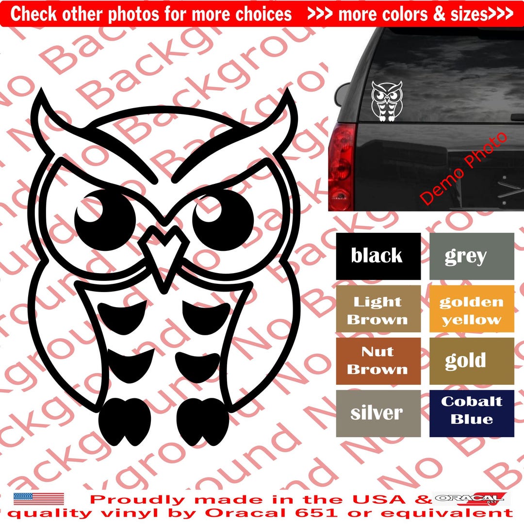 Cute Owl Hooters Die Cut Animal Sticker Vinyl Decal for Window Bumper ...