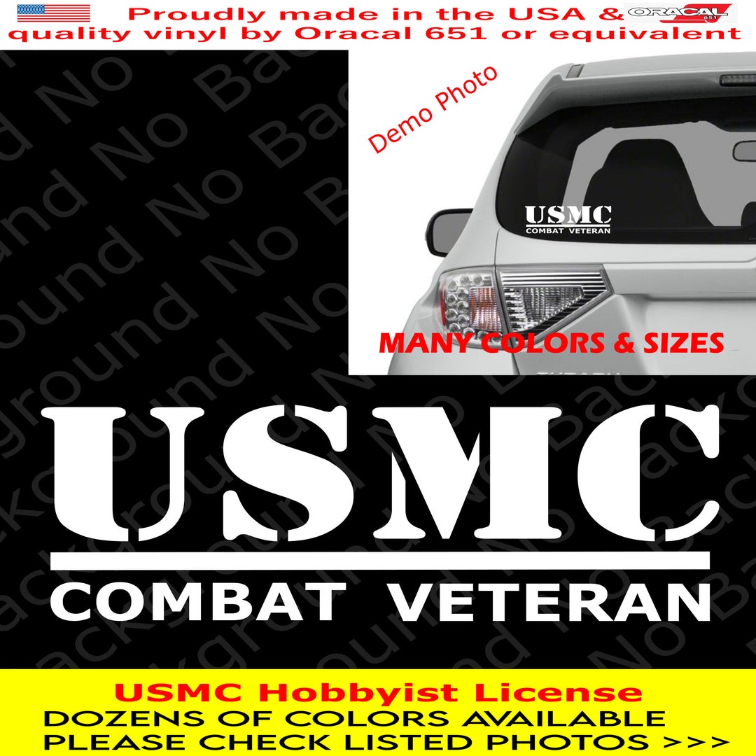 USMC Marines Combat Veteran Vinyl Decal United States Marine Corps for ...