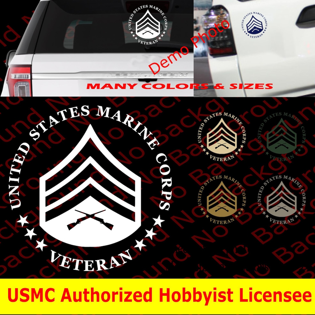 Marines E5 Rank SGT Sergeant Die Cut Sticker Vinyl Decal for VETERAN ...