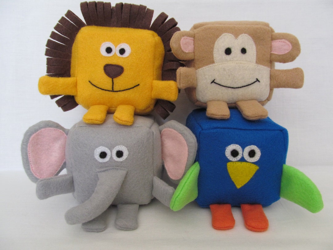 Jungle Animals PDF Pattern, Felt Cubes, Blocks, Plush, Toy Sewing ...