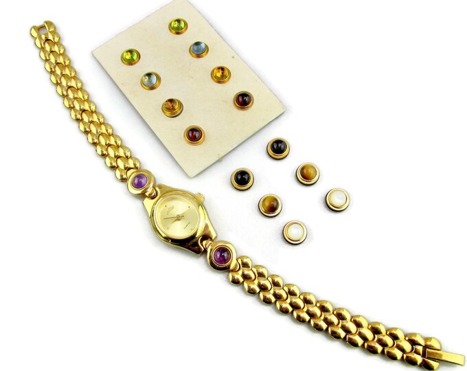 Alto Set of 8 Interchangeable Stones Watch 719set/onyx Tigers Eye MOP ...