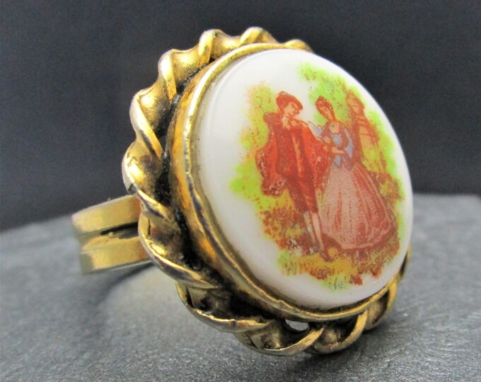 Uncas Courting Scene Ring/fragonard Transfer Art / Porcelain Cameo ...
