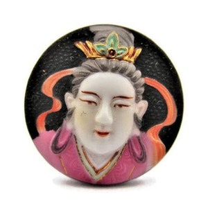 Toshikane BENZAITEN Button/ 7 Fortune Gods Arita Porcelain /seven Lucky ...