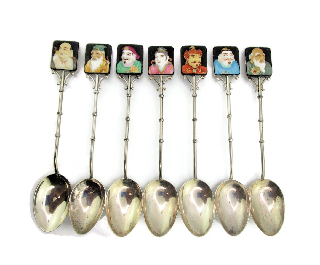 Toshikane Fortune Gods Spoon - Choice/oblong Finial Tiles Bamboo Stem ...