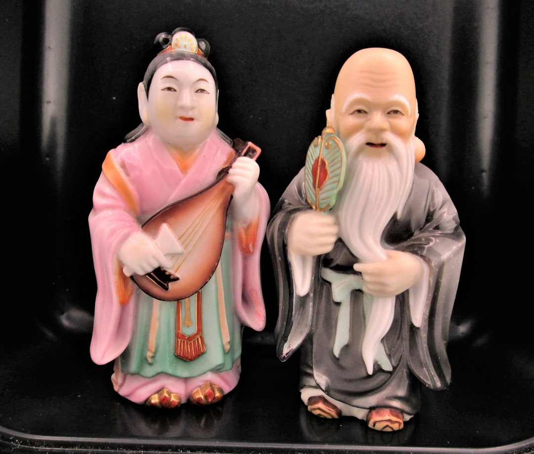 Toshikane BENZAITEN and FUKUROKUJU /salt & Pepper Shakers/hand Painted ...