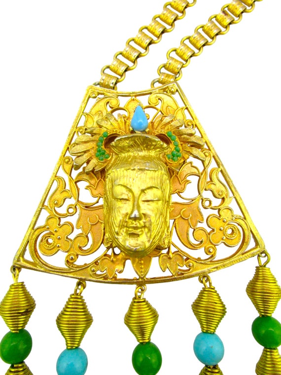 Hattie Carnegie Buddha by Jeanne /Green & Blue Glass … - Gem