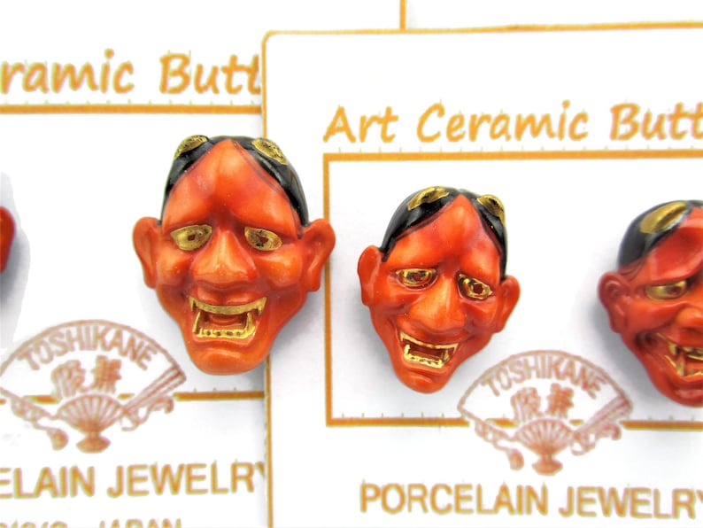Toshikane 24mm Hannya Buttons/red Female Demon Masks for Noh Play/hand ...