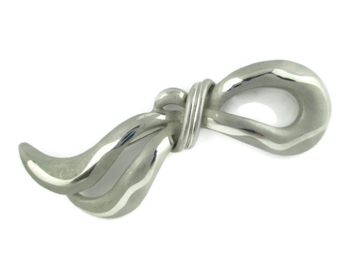 Vintage Large Silver Tone Bow Pin - Etsy