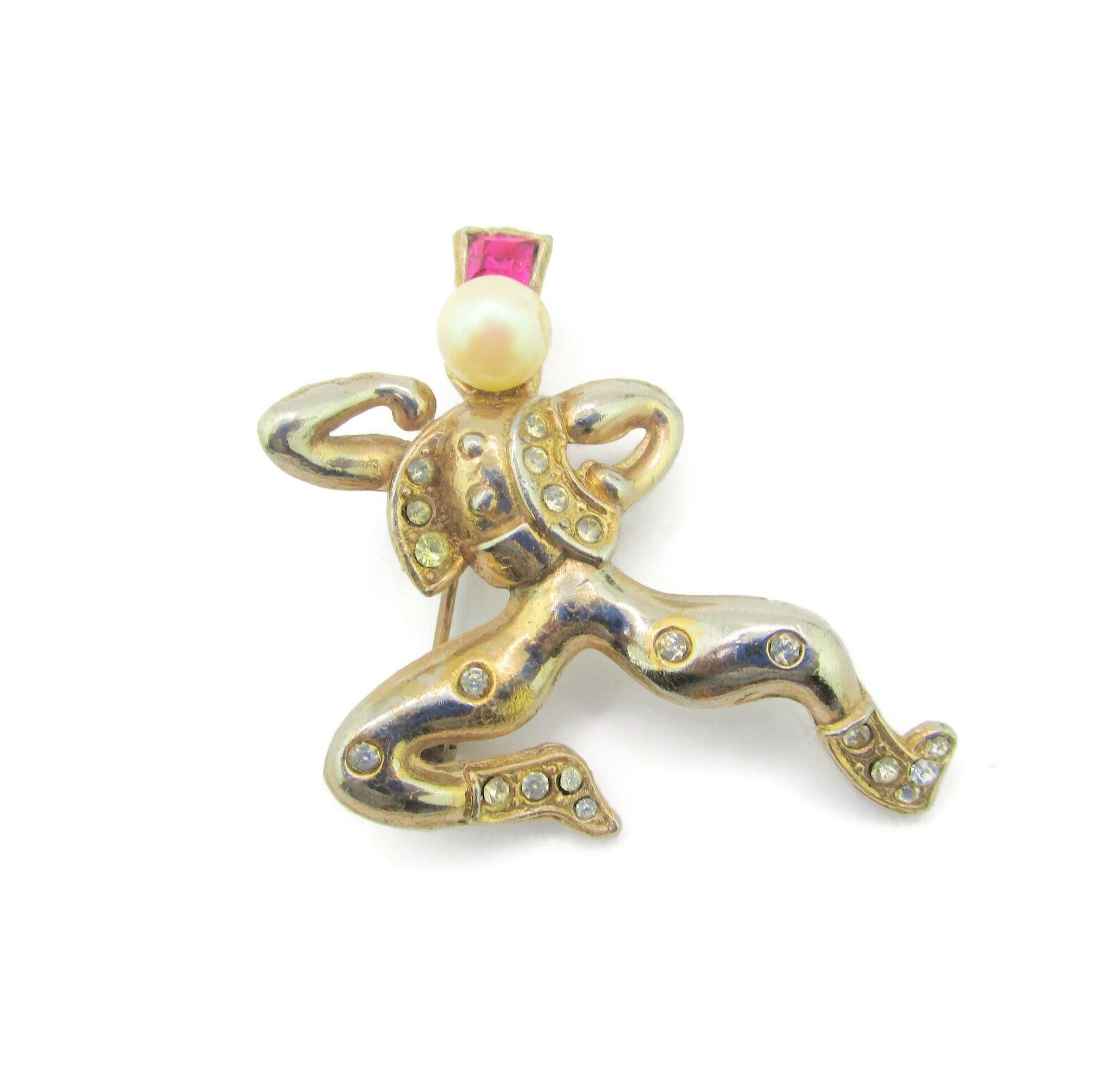 Alfred Philippe Trifari Sasha Brooch/cossack Dancer /faux Pearl Face ...