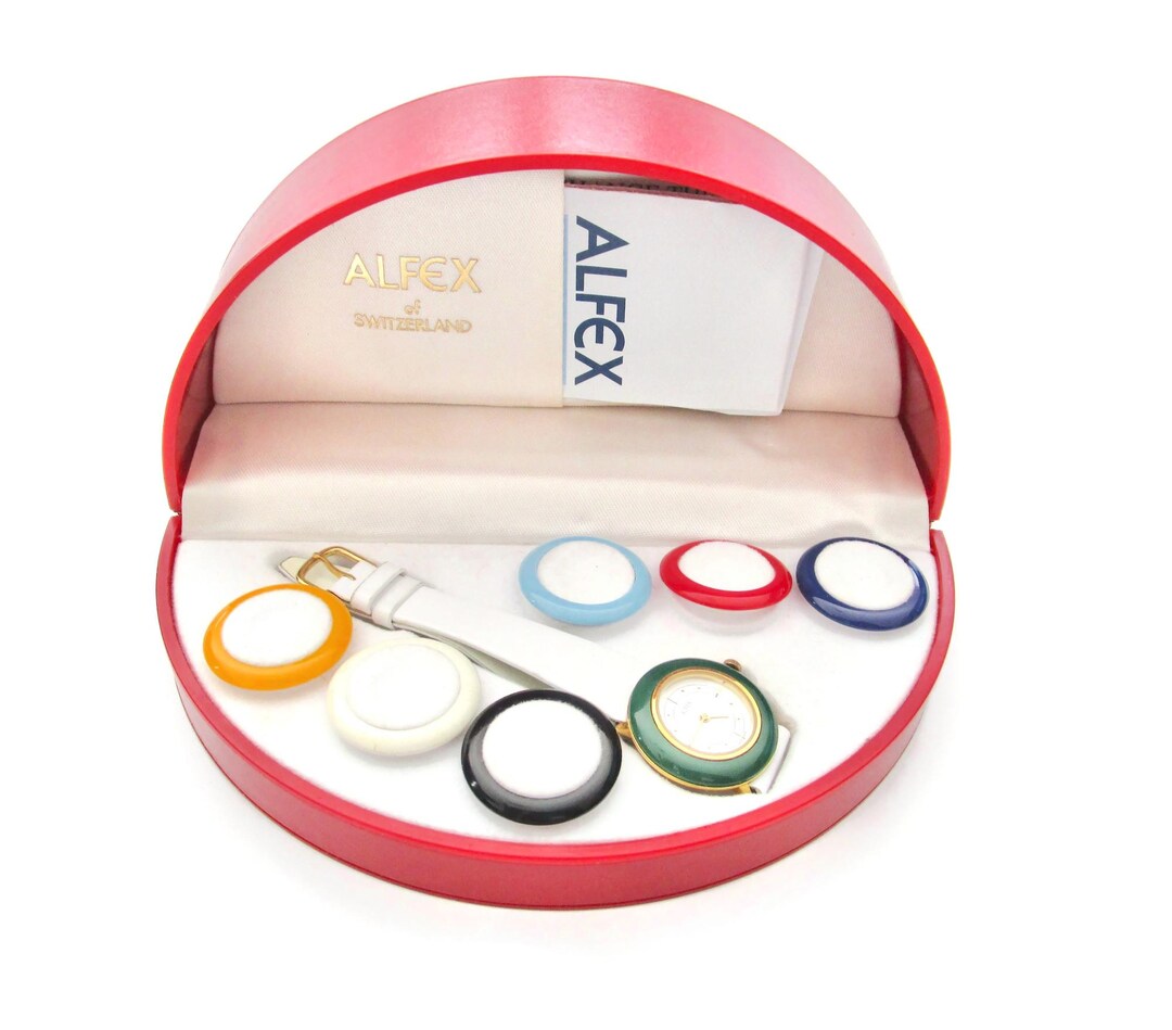 ALFEX of Switzerland Quartz Watch Box Set/7 Lucite Interchangeable ...