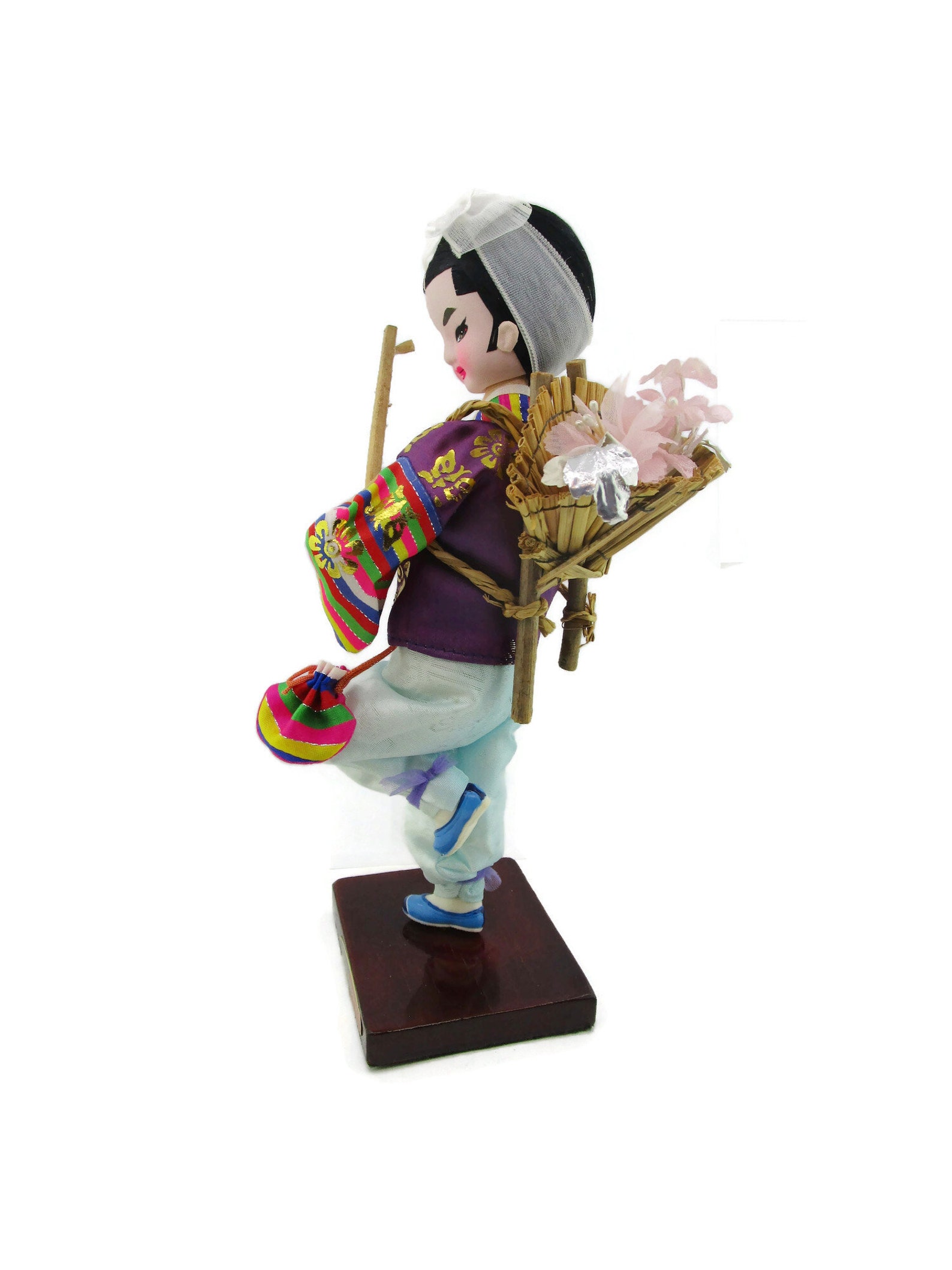 Saekdong Hanbok 10" Doll/south Korean Peasant Boy/in Violet Striped ...