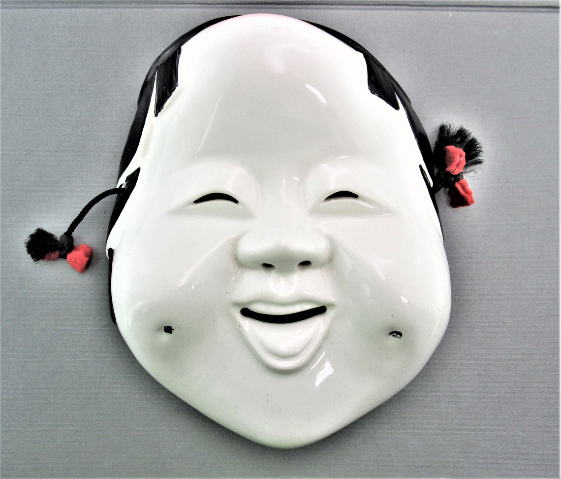 Large Okame Mask/smiling Maid for Japanese Noh Play /hand - Etsy