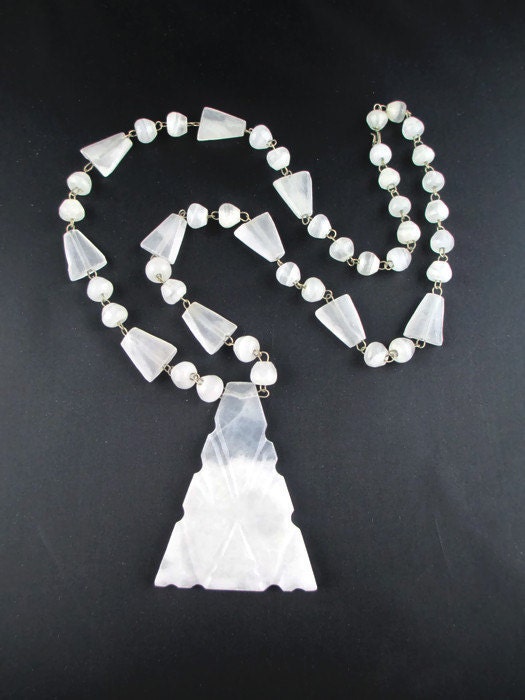 Vintage Carved Quartz Aztec Tribal Face Hand Wired Necklace - Etsy