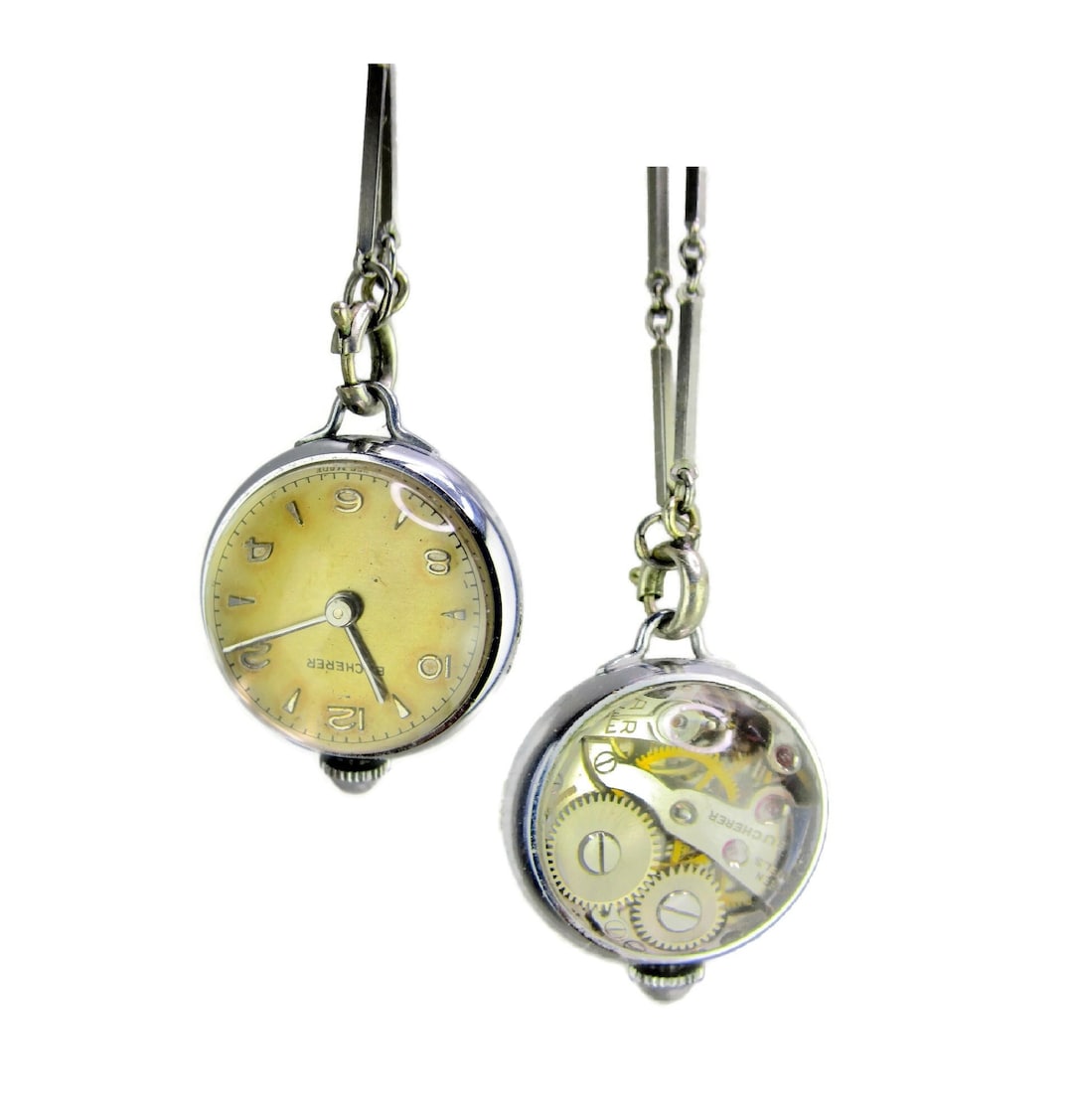 Bucherer Crystal Ball Watch Necklace/skeleton Bubble Time Piece/white ...