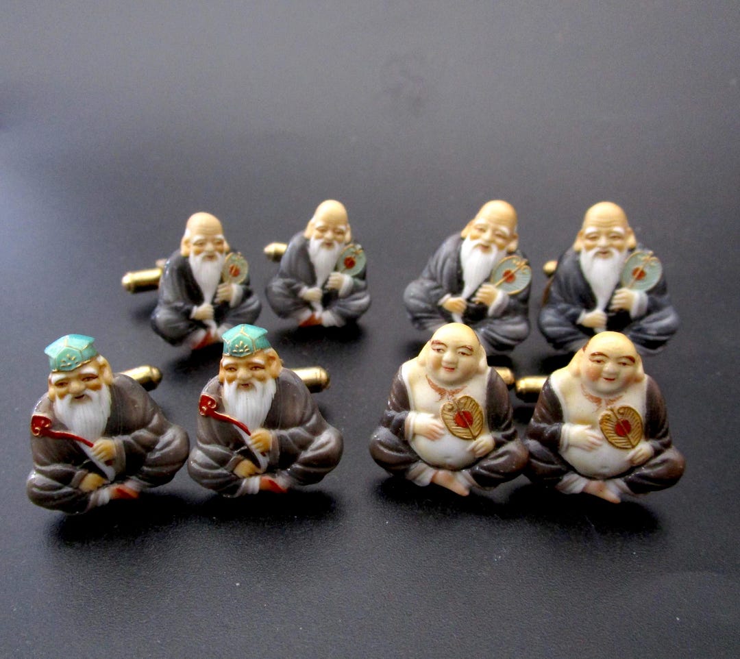 Toshikane Cuff Links Clip Choice/jurojin FUKUROKUJU or Hotei/japanese ...