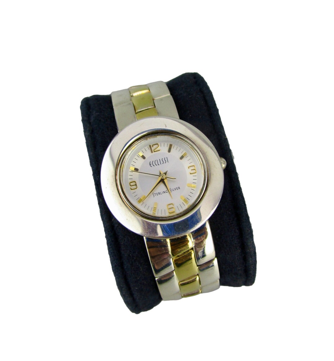 Ecclissi Sterling Silver Watch/two Tone Gold Silver Reversible Band ...