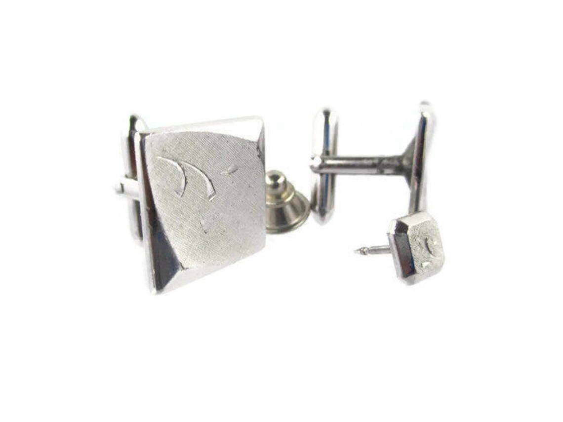 Swank Cuff Links & Tack /square Silver Tone Cufflinks/square - Etsy