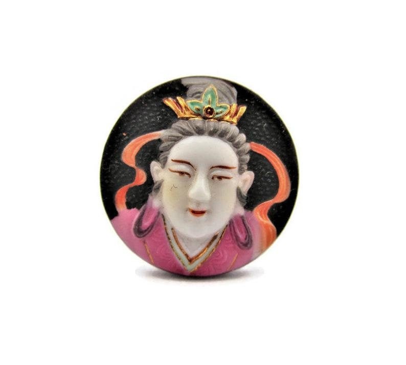Toshikane BENZAITEN Button/ 7 Fortune Gods Arita Porcelain | Etsy