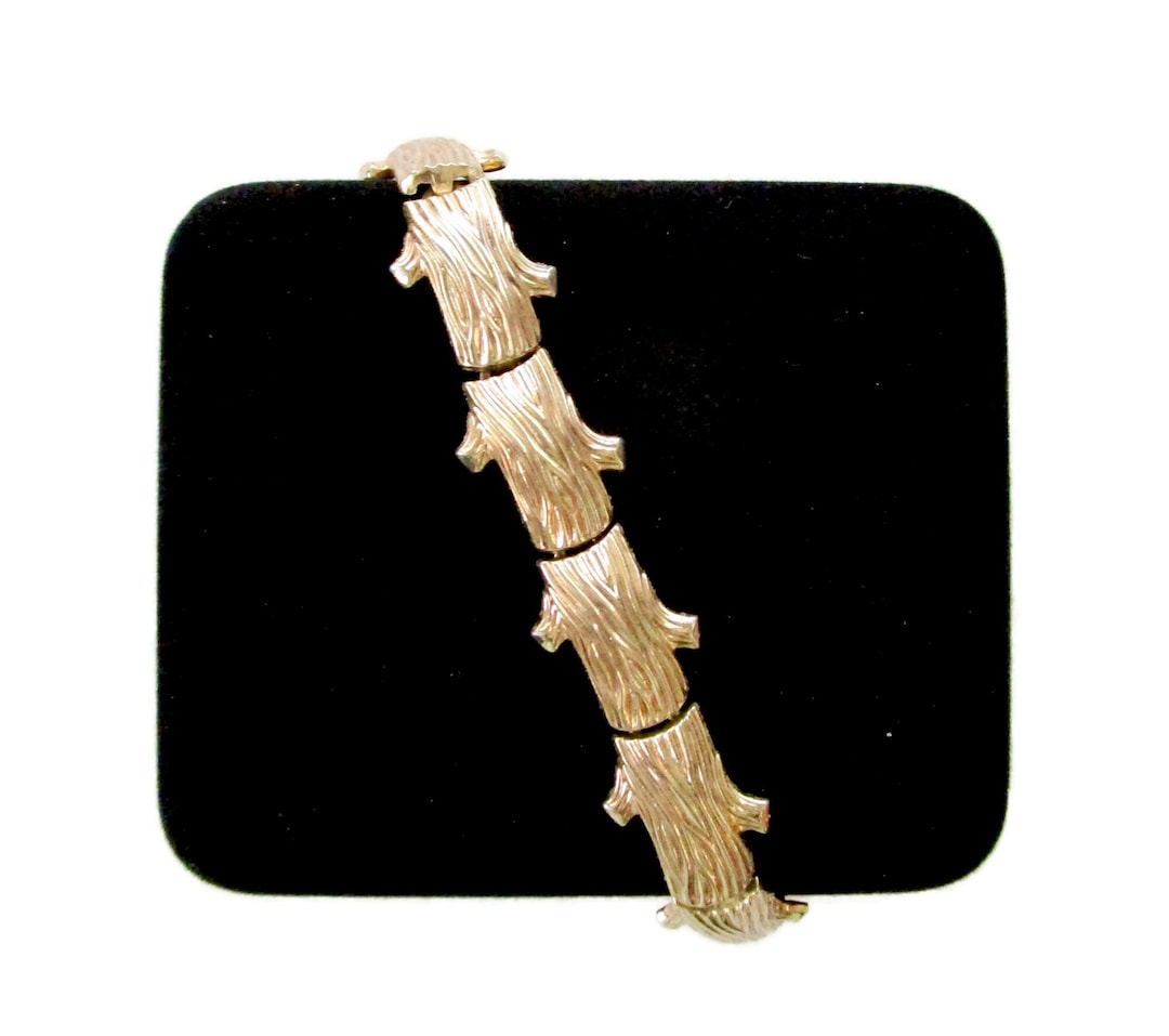 1955 Crown Trifari GOLDEN BARK Bracelet/alfred Philippe Gold Tone ...