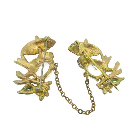 Fred Gray Umbrella Birds Brooch/Avian lover Chatelain… - Gem