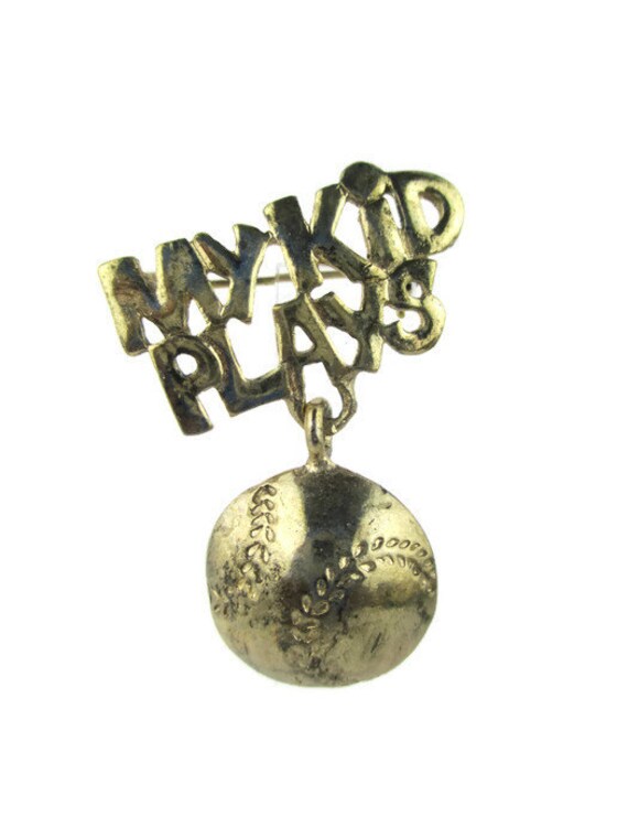 My Kid Plays Baseball Vintage Novelty Gold Tone Pin Brooch | Etsy