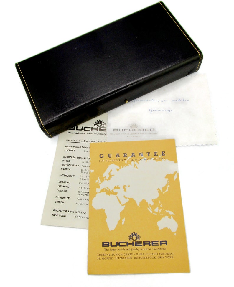 Bucherer 17 Jewels Gold Filled Watch Set/original Papers/rare Blue Dial ...