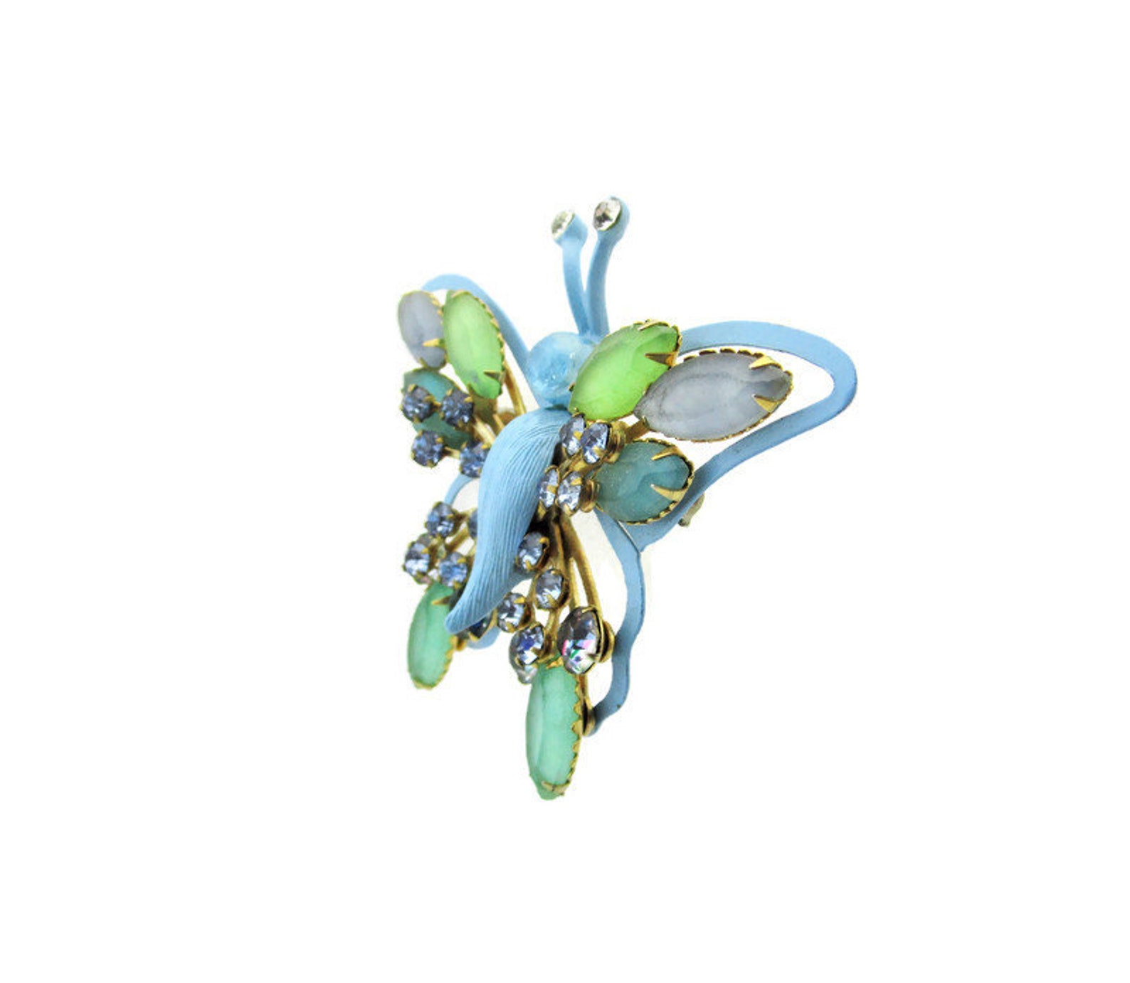 Selini Butterfly Brooch, Pastel Enamel, Lucite & Rhinestones - Etsy