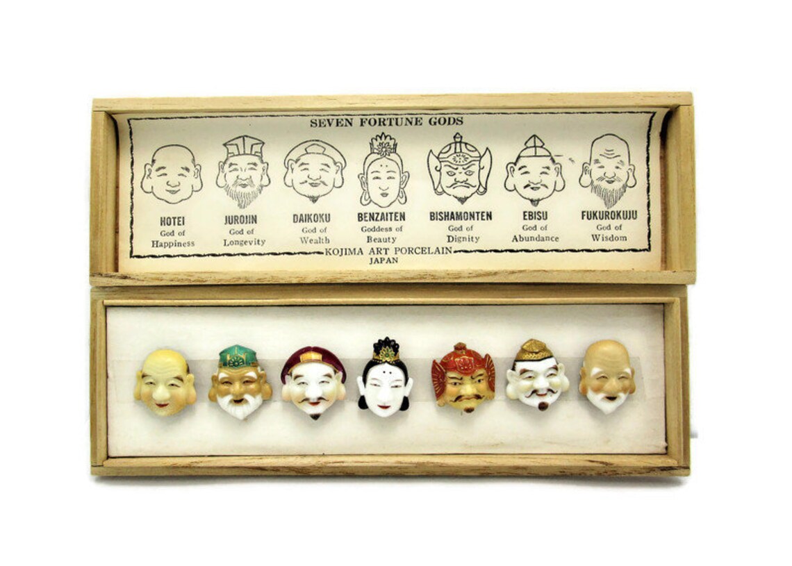 Toshikane HOTEI Button/ 7 Fortune Gods Arita Porcelain /seven - Etsy