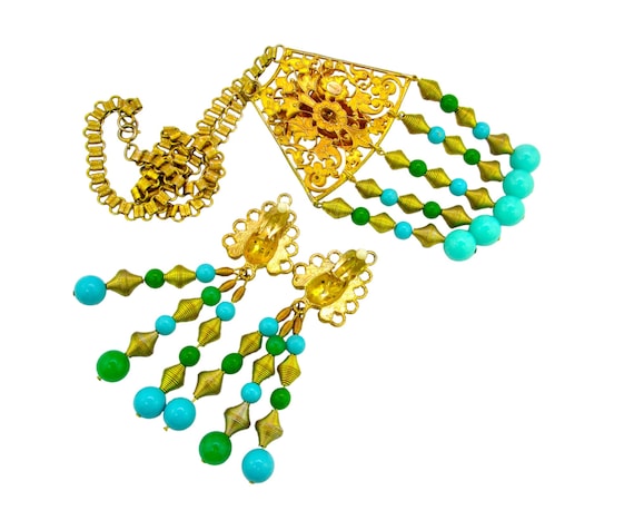 Hattie Carnegie Buddha by Jeanne /Green & Blue Glass … - Gem