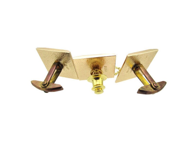 Toshikane Japan Cuff Links Set/green Chinese Dragon/ White Square Tiles ...