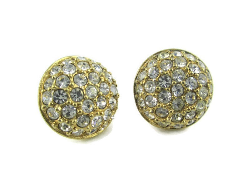 Vintage Signed Swarovski Pave Crystal Small Dome Gold Tone | Etsy