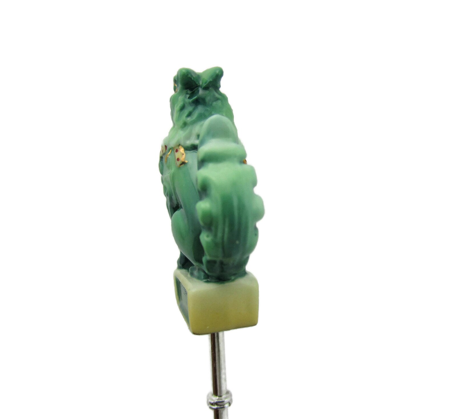 Toshikane FOO DOG Spoon/left Facing Ceramic Finial/rare Green Chinese ...