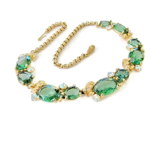 Elsa Schiaparelli Necklace/large Green Stones/unfoiled Oval & Pear ...