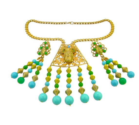 Hattie Carnegie Buddha by Jeanne /Green & Blue Glass … - Gem