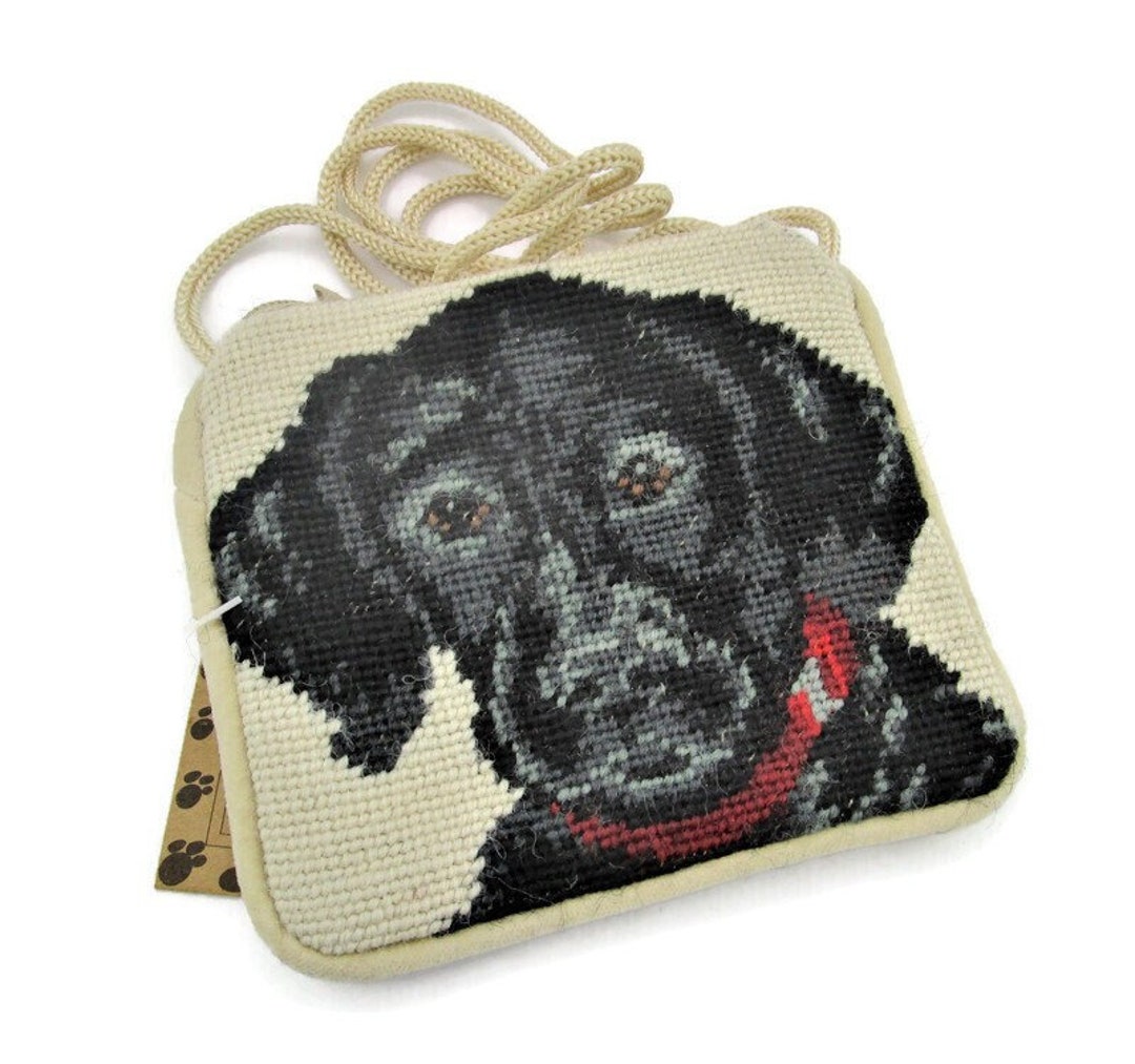Black Labrador Puppy Needlepoint Purse / Oblong Crossbody Bag/kahki ...