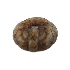 Brown Reticulated Jade Feng Shui Bat Coin/ Hand Carved Jade Bat Biting ...