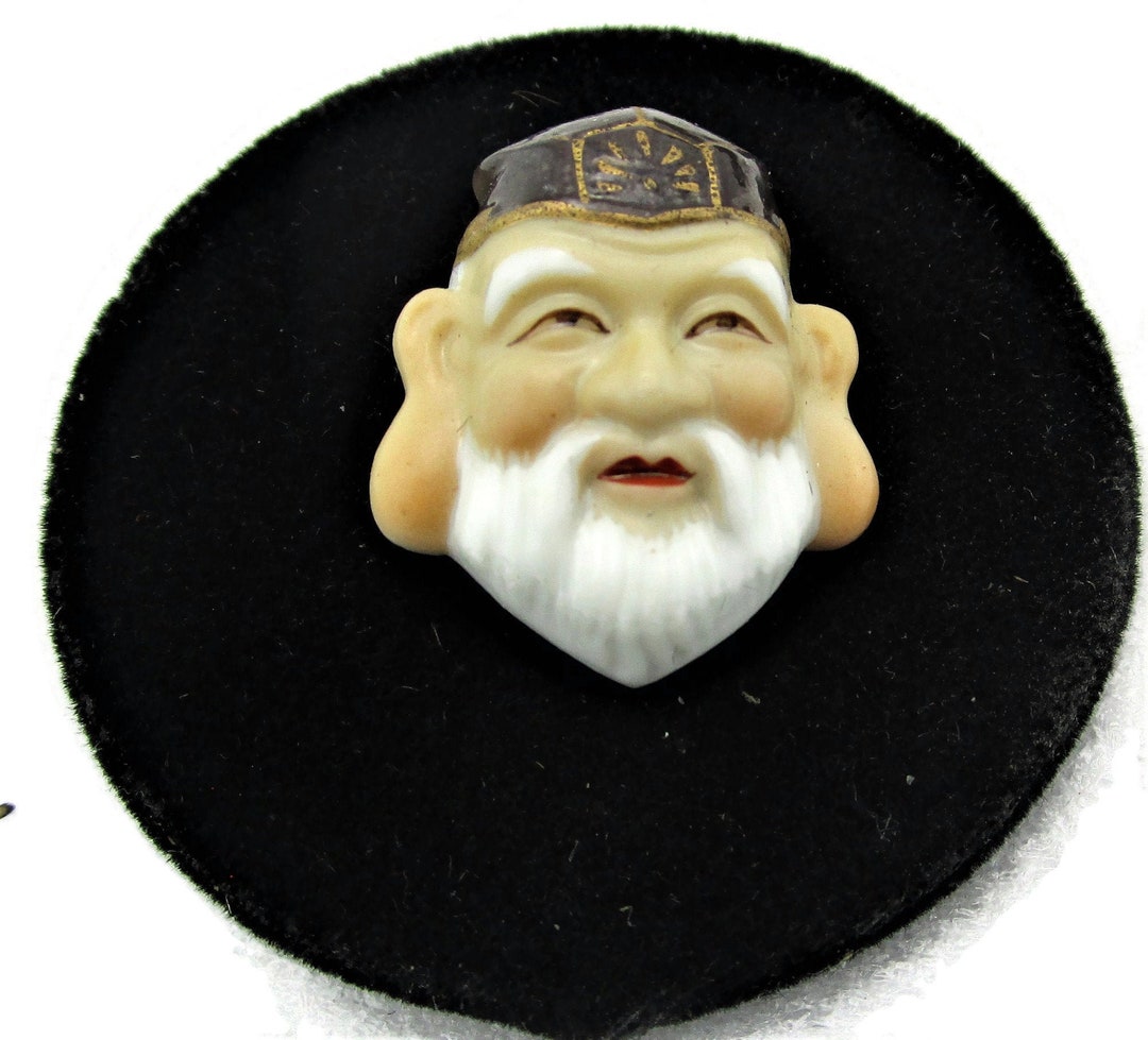 Jumbo Toshikane JUROJIN Button/27mm X 24mm /7 Fortune Gods /japan Arita ...