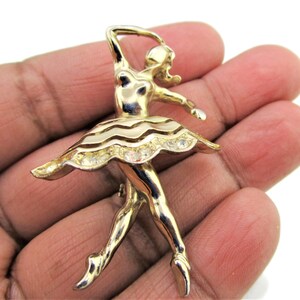 Coro Ballerina Brooch/gold Tone Ballet Dancer Pin/clear Chaton ...